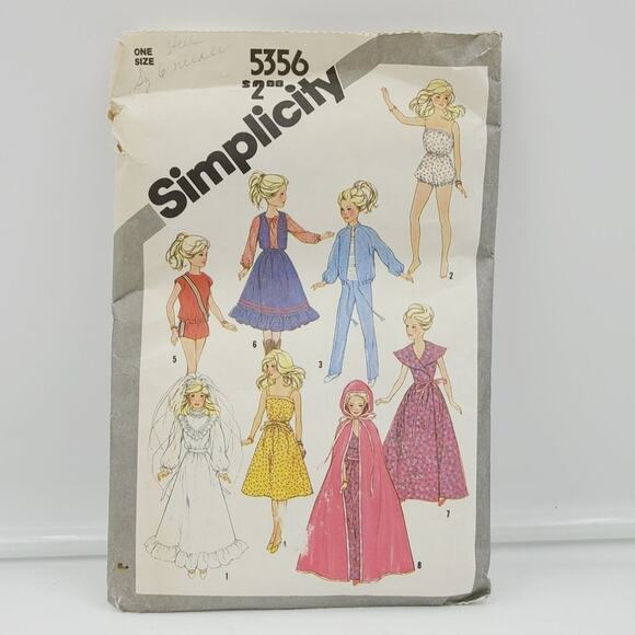 Simplicity | Office | Vintage Simplicity Pattern 5536 981 Barbie Doll ...